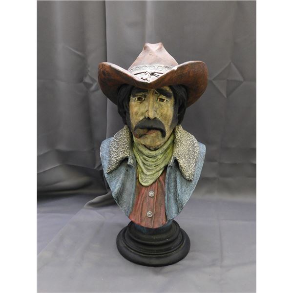 Pottery Cowboy Man with Cigar Bust 22"