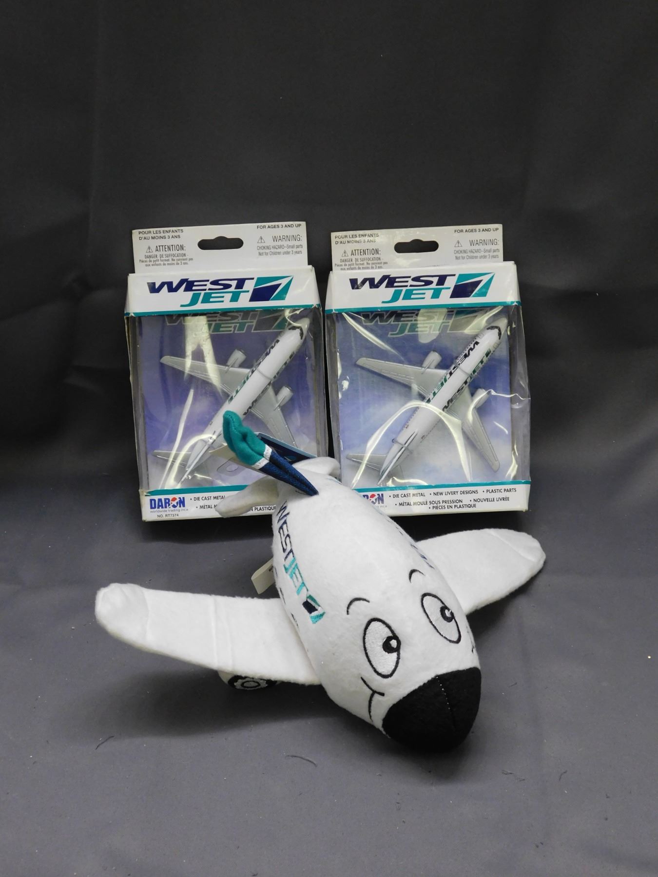 3pcs West Jet Plushie and Die Cast Metal Planes