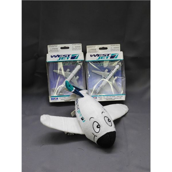3pcs West Jet Plushie and Die Cast Metal Planes