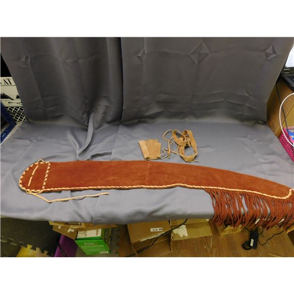 Leather Rifle Gun Carry Case with Fringe and Leather Hand Gun Holster ...