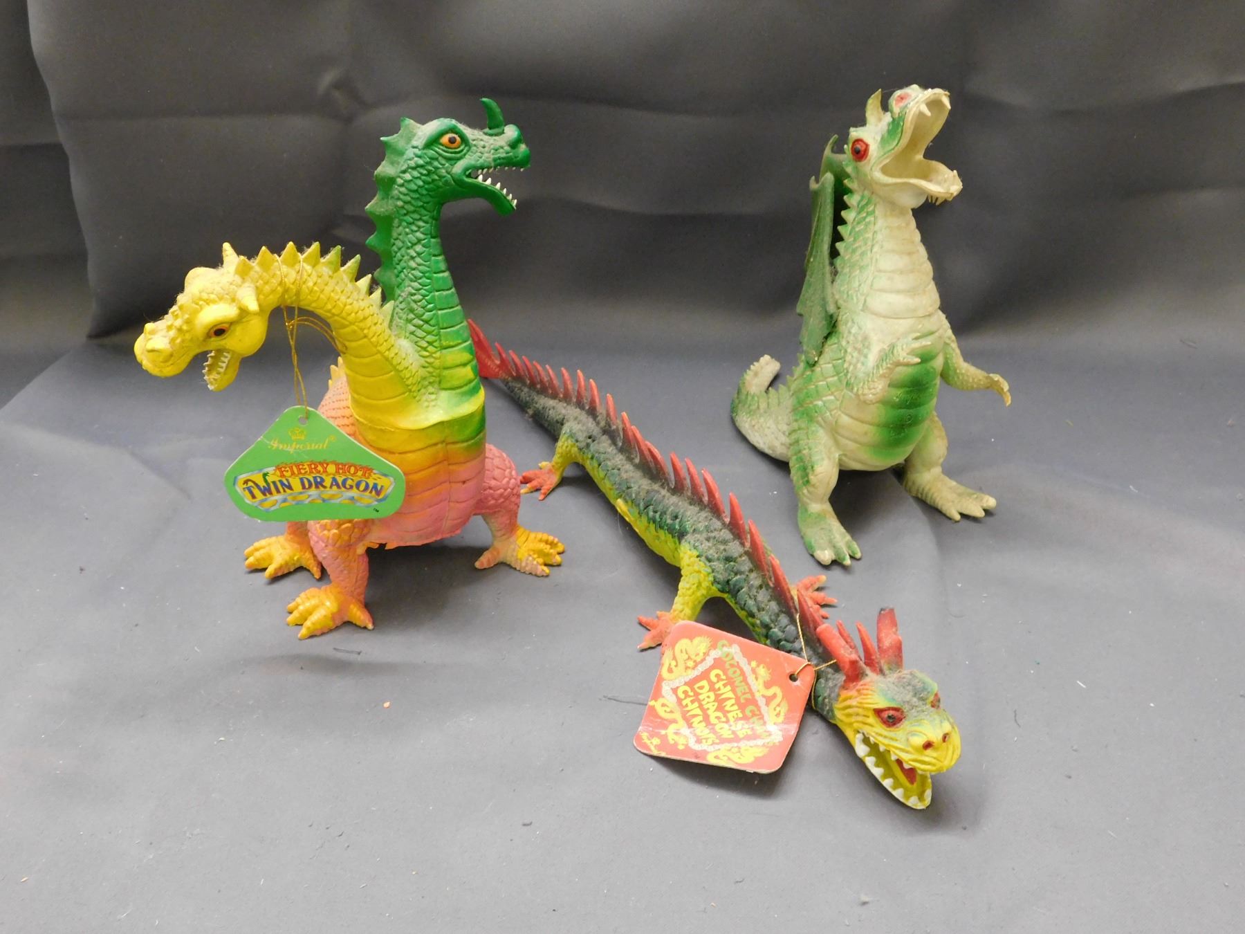 Lot of 3 Vintage Retro Plastic Dragon Toys Chinese Dragon 1989, Twin ...