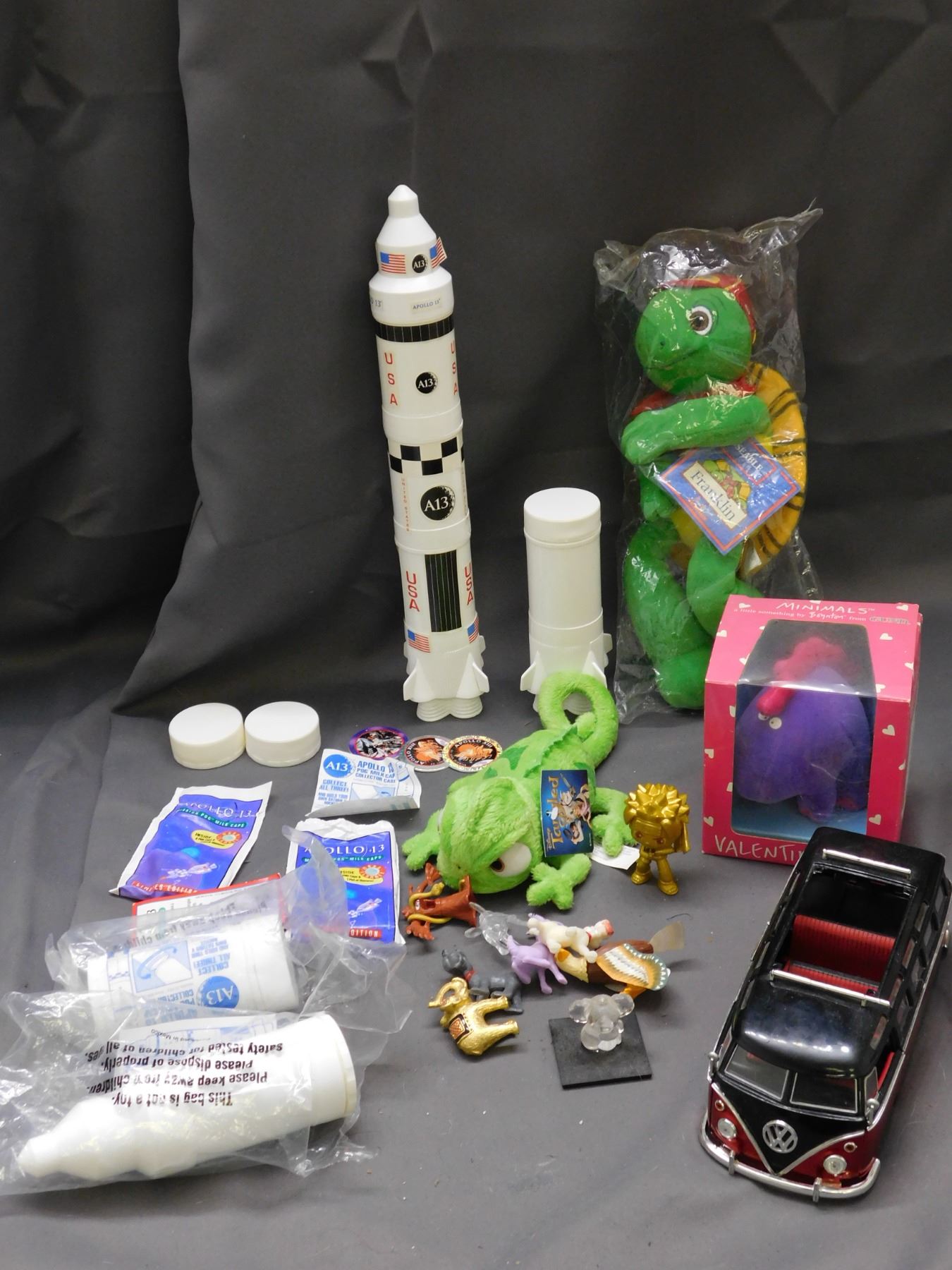 Bundle of Toys Apollo Mission Pogs, Rocket Ship, Franklin Plush, Car ...