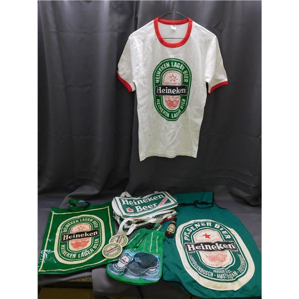 Heineken Memorabilia XL Vintage T-Shirt, Apron, Bags, Coasters