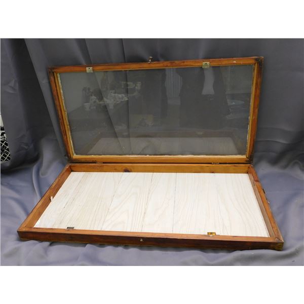 Wooden Display Box with Glass Lid, Latch & Magnetic Closure