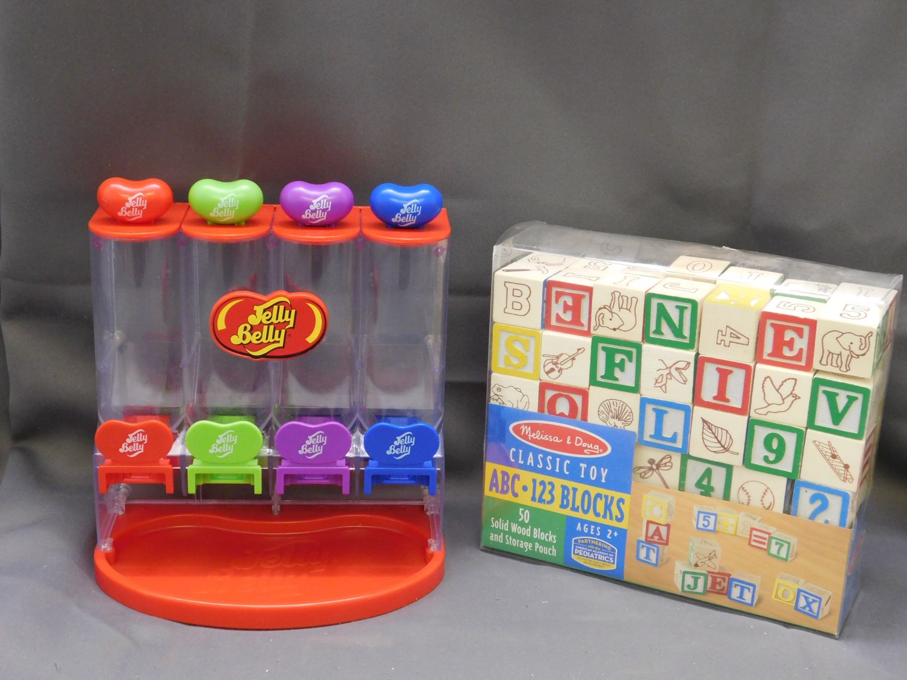 2pc ABC Blocks and Jelly Belly Jelly Bean Dispenser