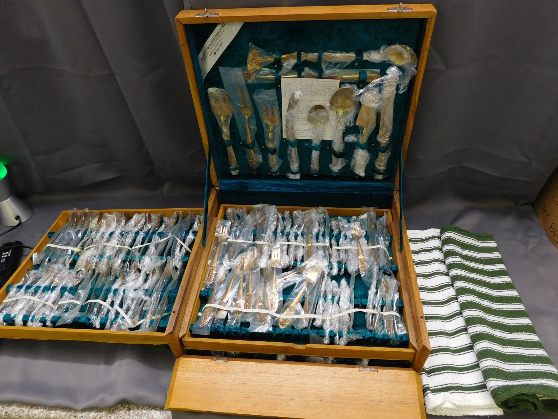 LARGE 140+ pcs Cutlery Service Set of Bronzeware in Presentation Box ...