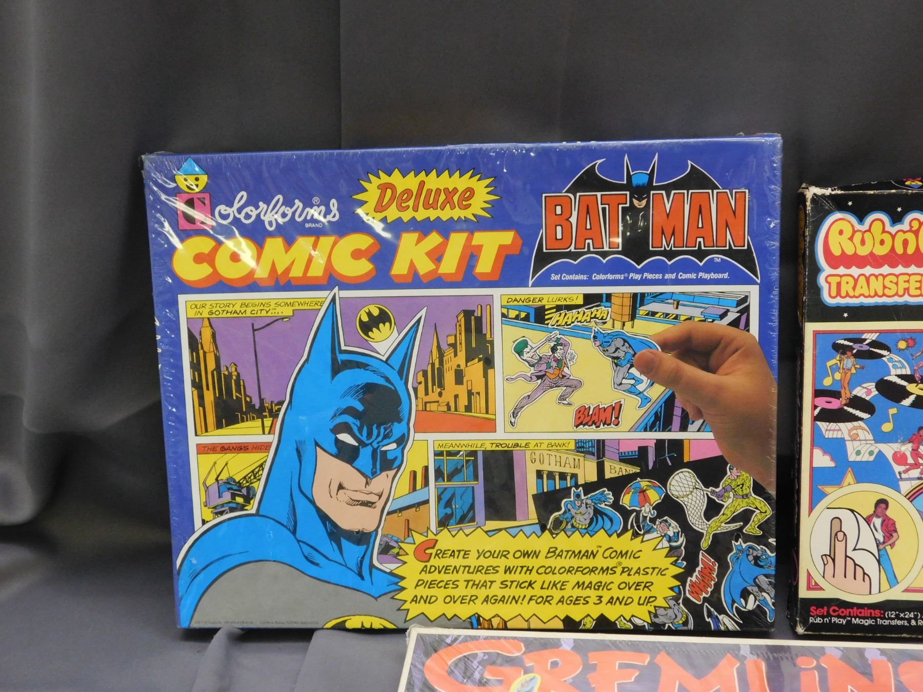Lot of 3 SEALED Vintage Batman Comic Kit Colorform, Michael Jackson Rub ...