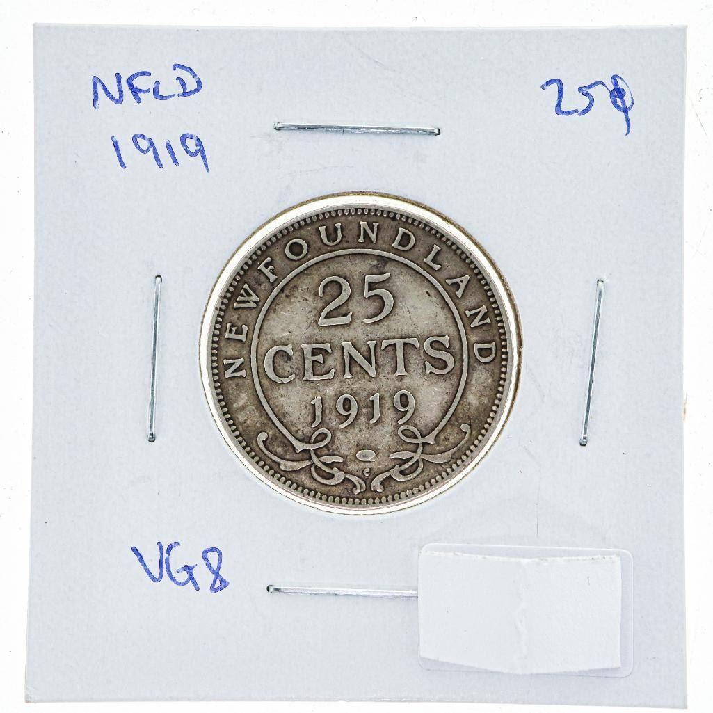 NFLD 1919 Silver 25 Cents