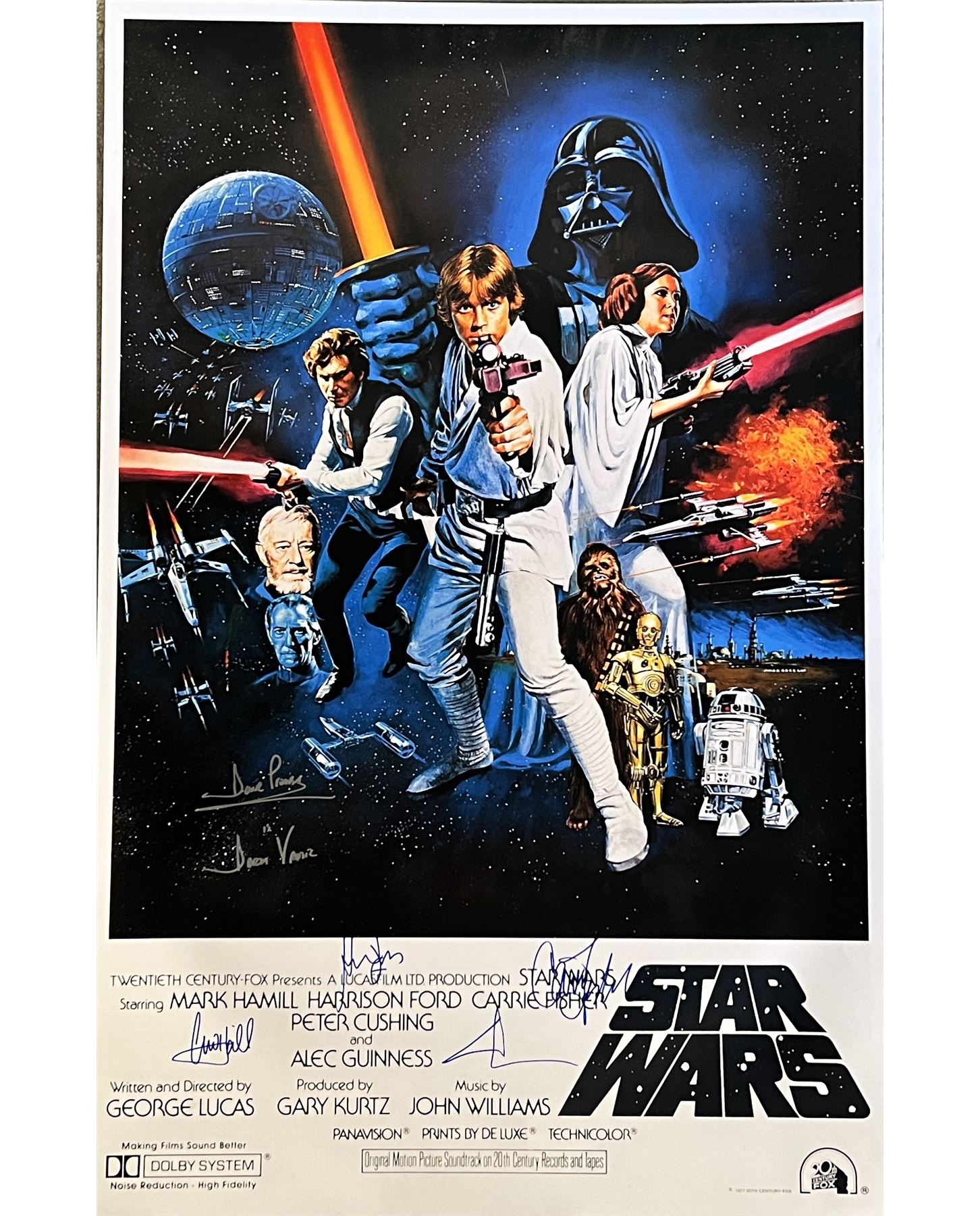Star Wars New Hope cast signed movie poster