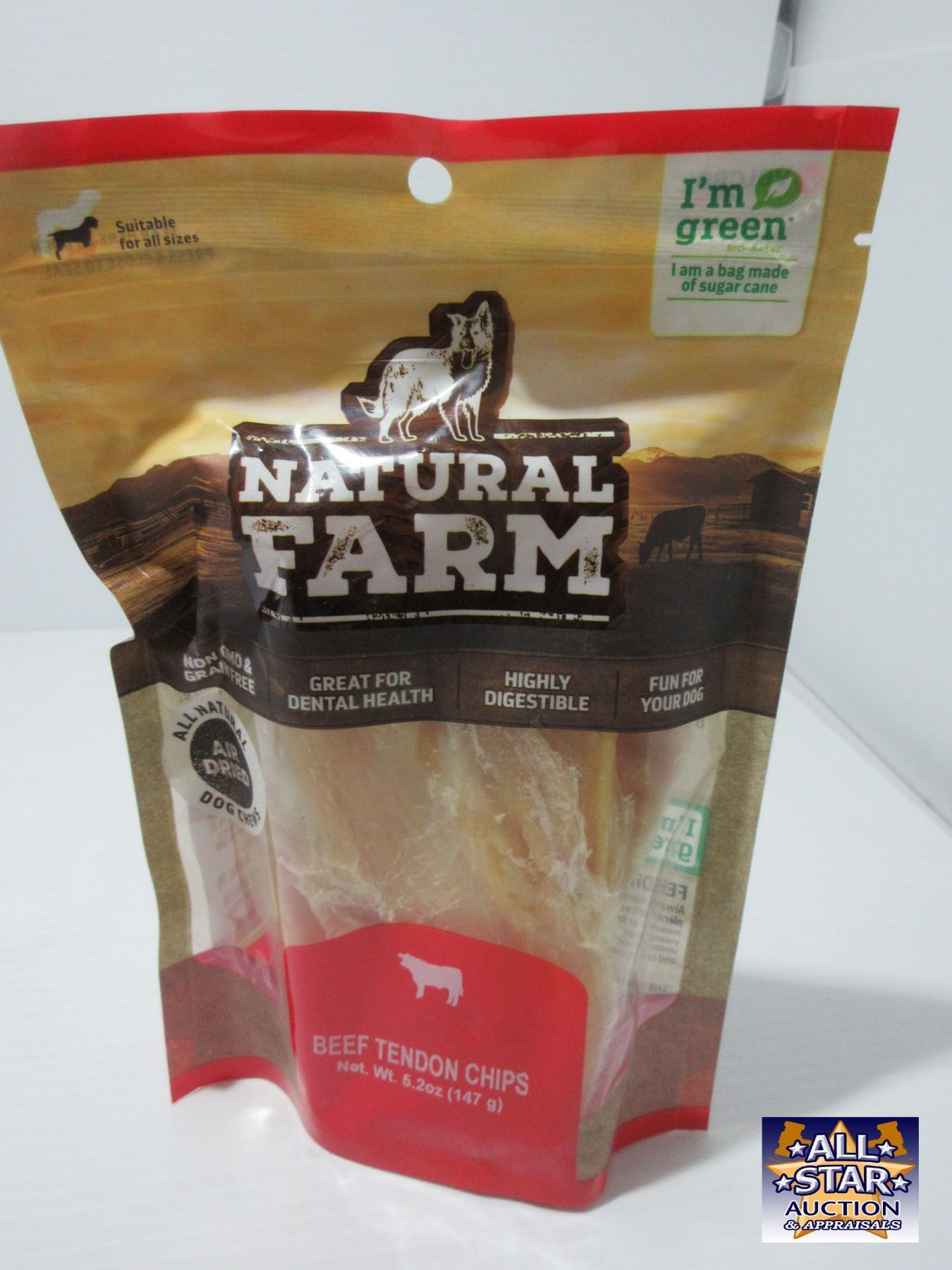 NEW: NATURAL FARM BEEF TENDON CHIPS (147G) - BAG