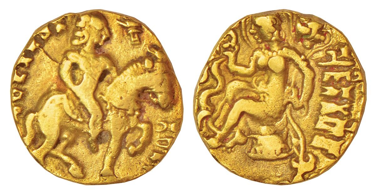 Ancient India: Gupta Empire, gold dinar of Kumara Gupta I (415-450 AD ...