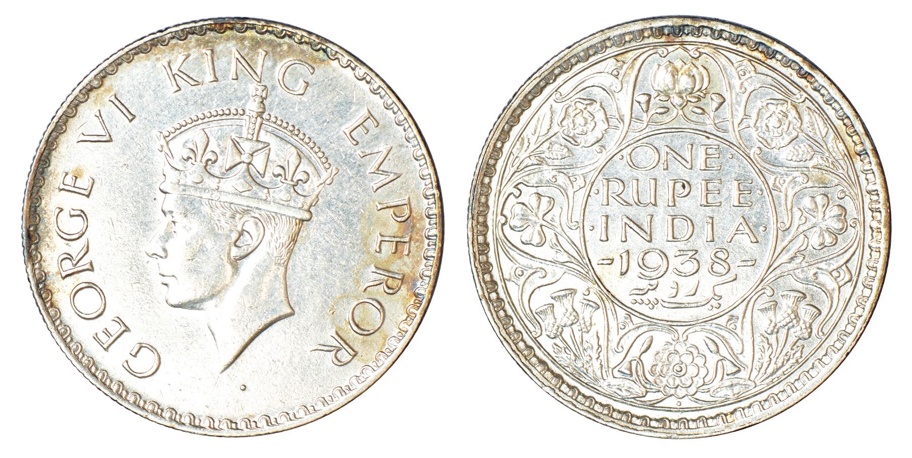 British India: George VI, silver rupee, 1938, Bombay mint, dot, PR 234; GK 1255, 11.61g.