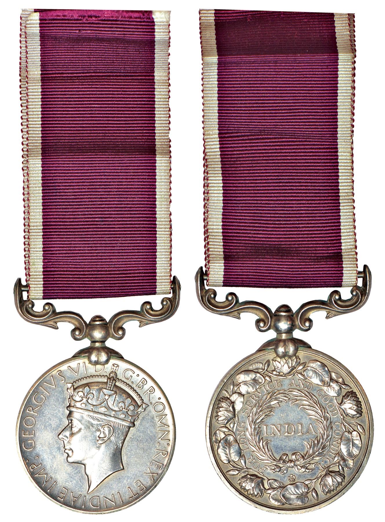 Medal: George VI, Indian Army Long Service Medal, silver, 38.74 g. Obv ...