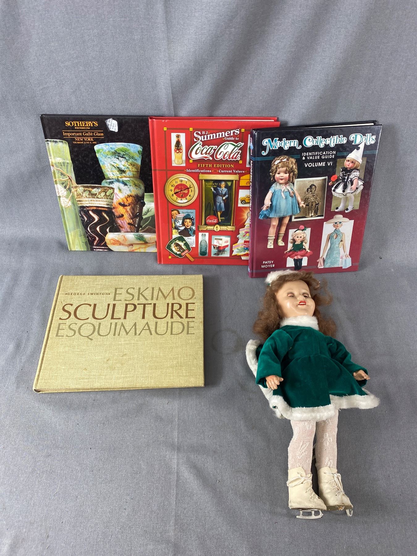 Vintage Skater Doll & 4 Reference Books - Coca Cola, Galle Glass ...