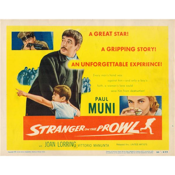 Stranger on the Prowl set of 8 original lobby cards