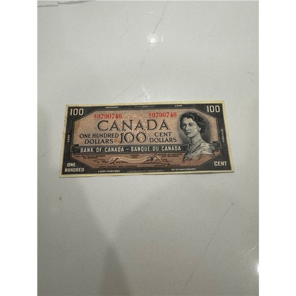1954 Canada $100 bill
