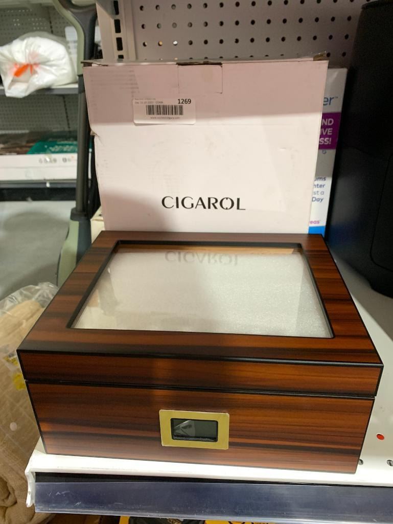 CIGAROL Humidor Cigar Box, Cigar Humidors Large Cigar Box Case Cedar ...