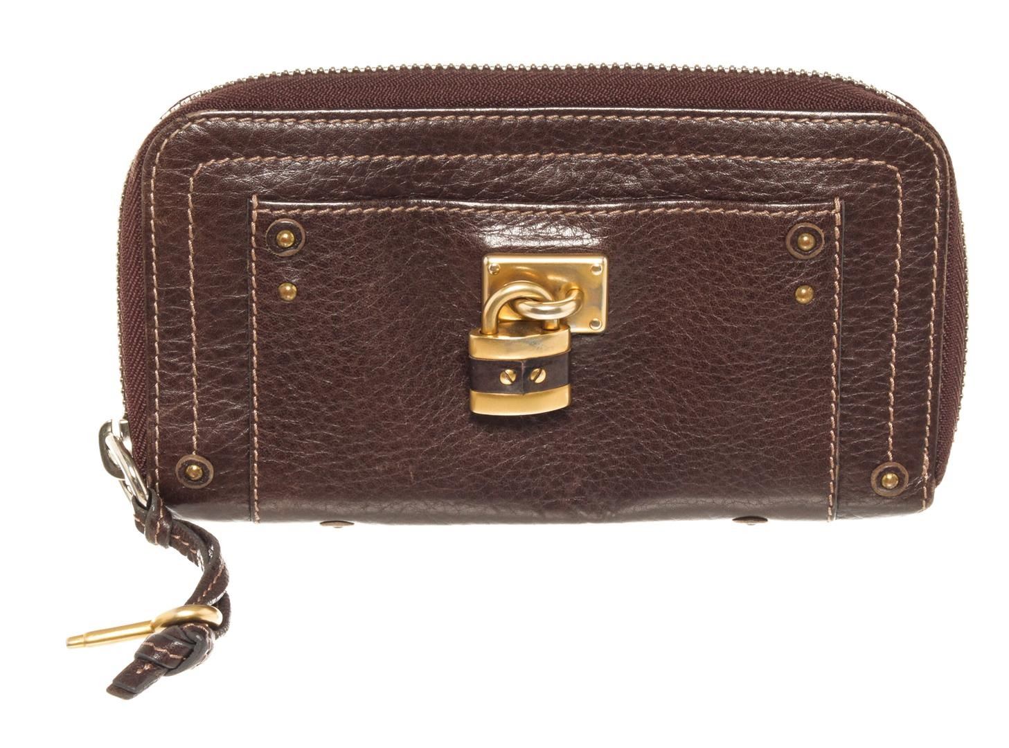 Chloe Brown Leather Paddington Zippy Wallet