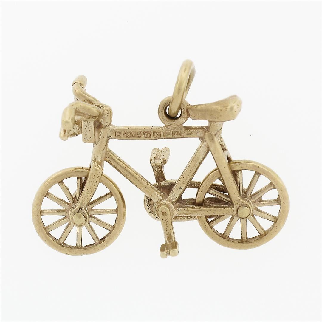 Vintage 9K Yellow Gold Bicycle With Functional Wheels Collectible Charm ...