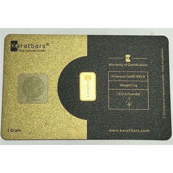 Karatbars 1 Gram .9999 Gold Bar Card