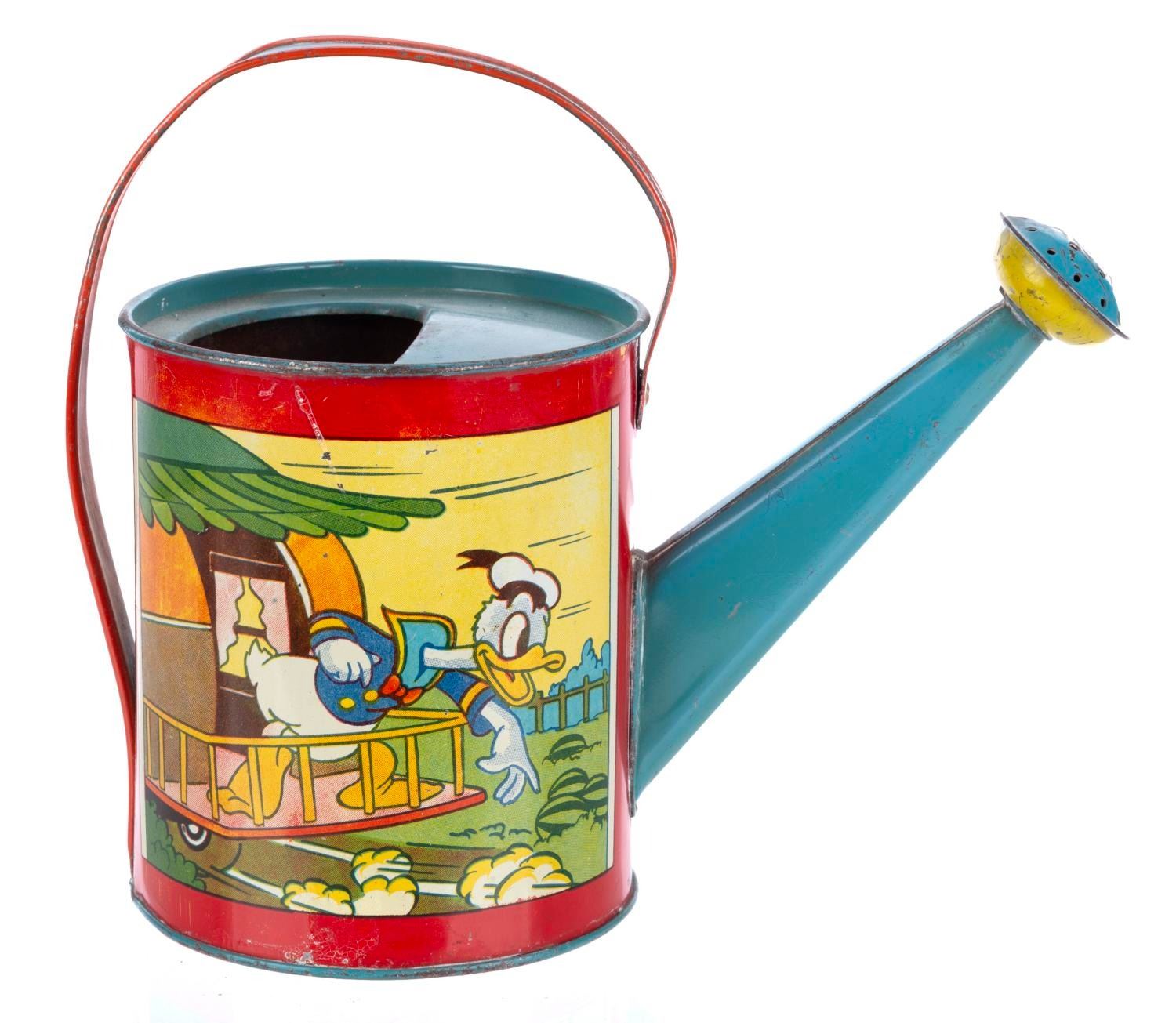 A Large Donald Duck Watering Can Toy by Ohio Art.
