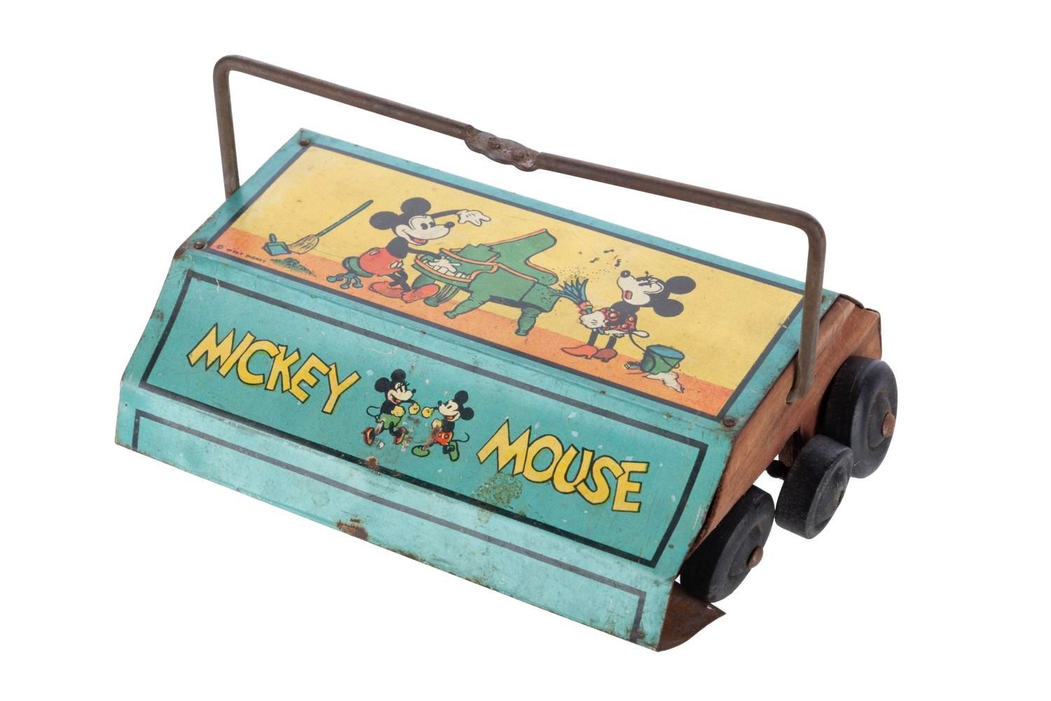 A 1930s Mickey Mouse Sweeper Toy by Ohio Art.