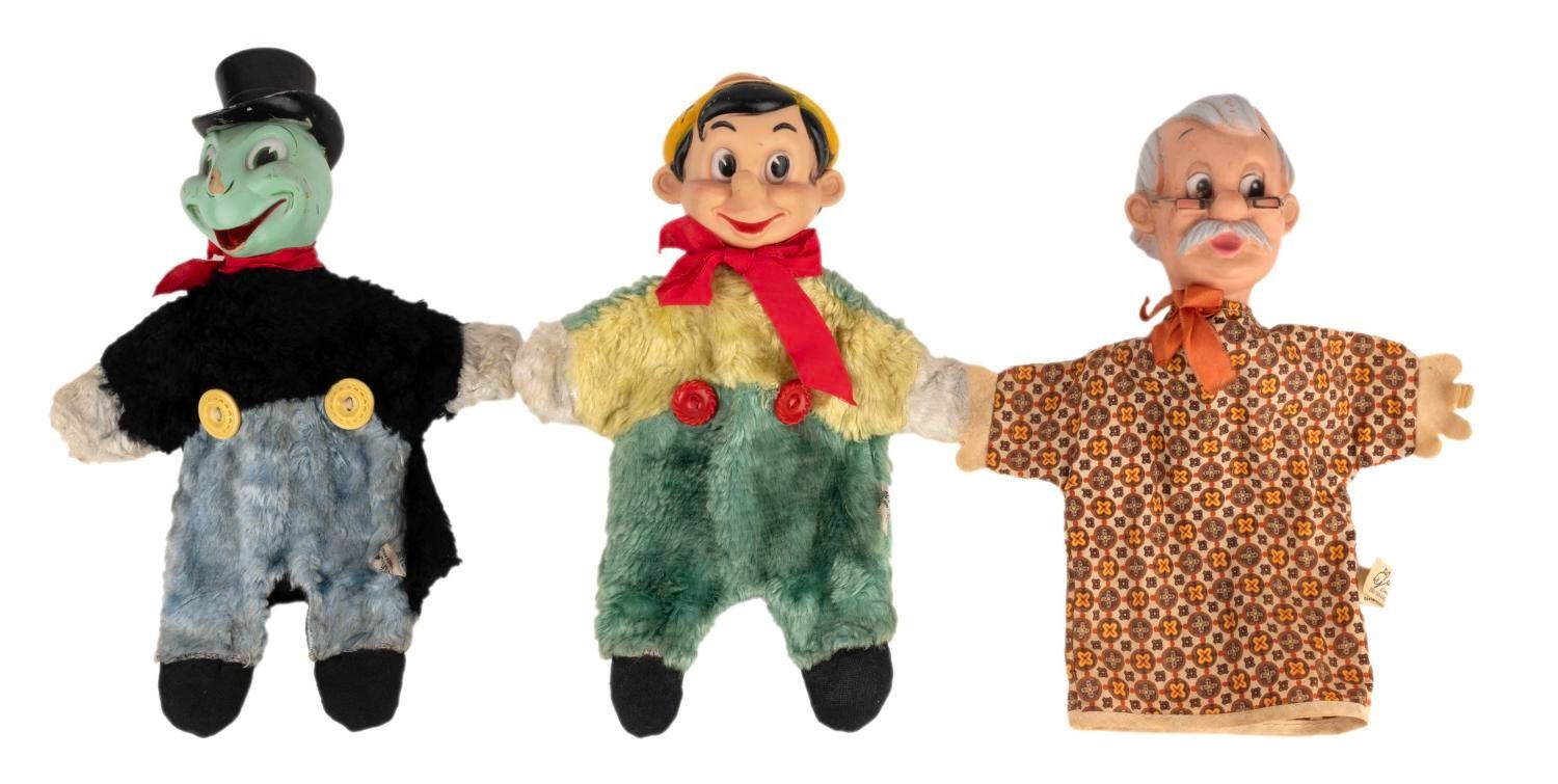 1950s Pinocchio, Jiminy Cricket, and Geppetto Puppets. - Van Eaton ...
