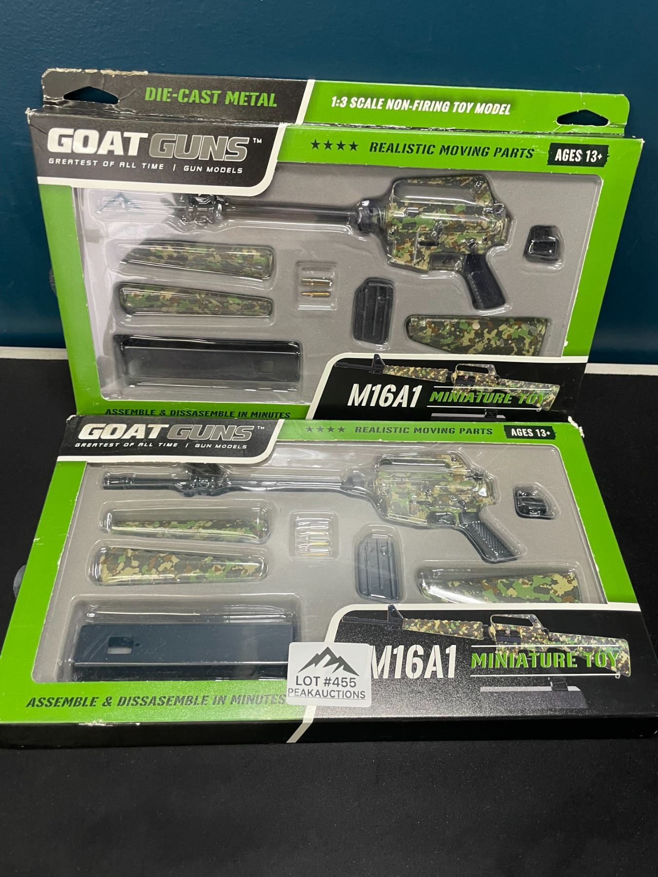 Lot of 2 Goat Guns M16A1 Minature Model Die-Cast Metal Toy Guns