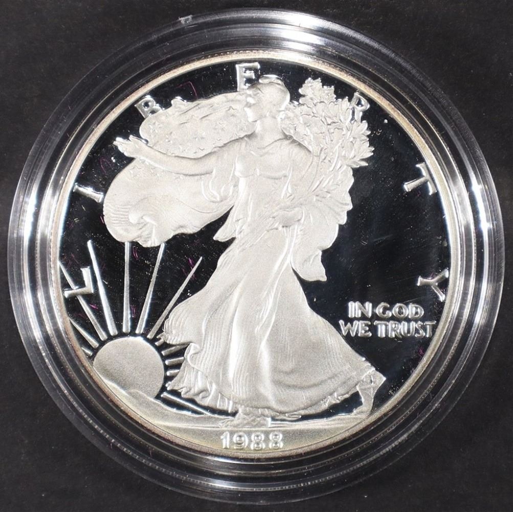 1988-S PROOF AMERICAN SILVER EAGLE OGP