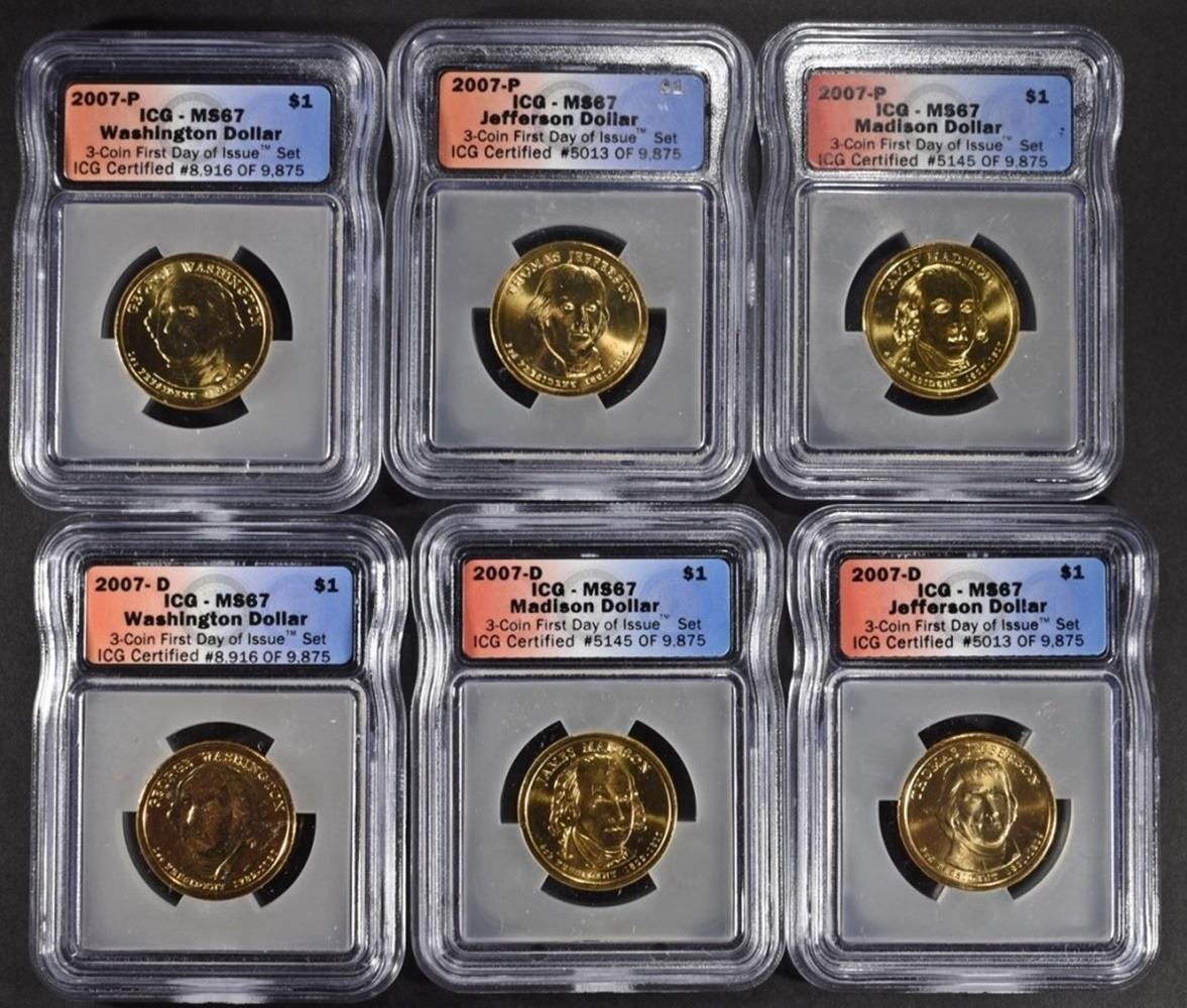 COLLECTORS LOT GRADED PRES $1 COINS