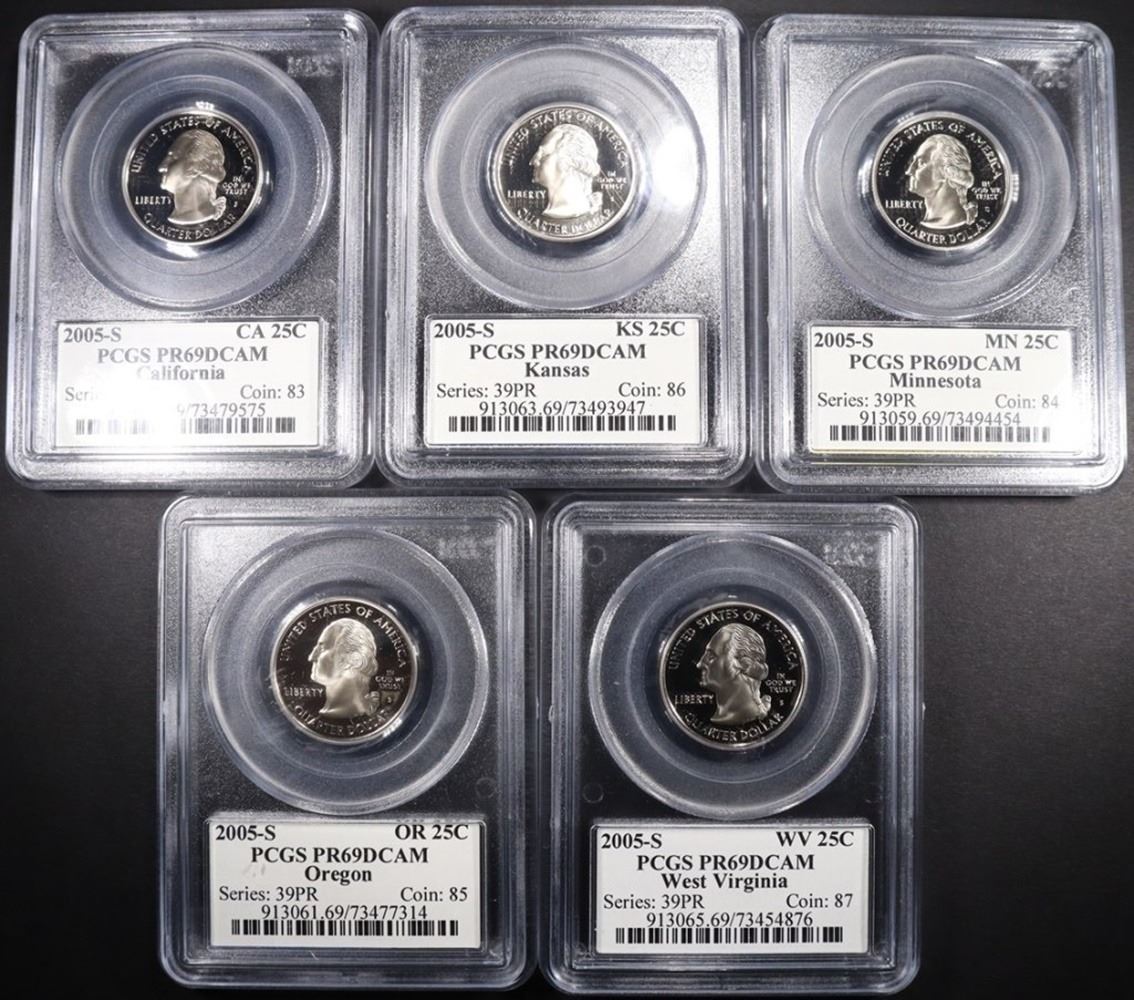 COLLECTORS LOT 2005-S PROOF GRADED QUARTERS