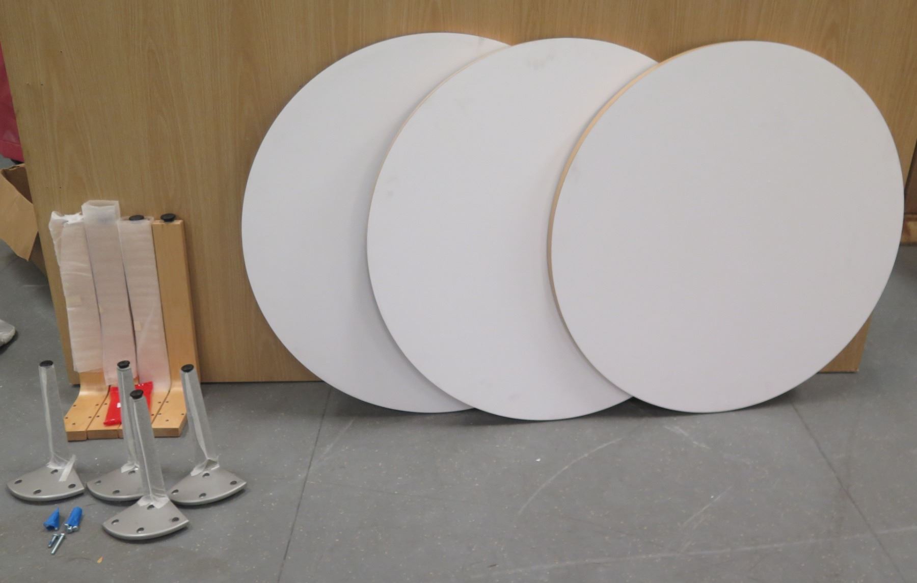 Qty 3 TMC Furniture Round Table Tops 36"dia w/ Wooden & Metal Legs ...