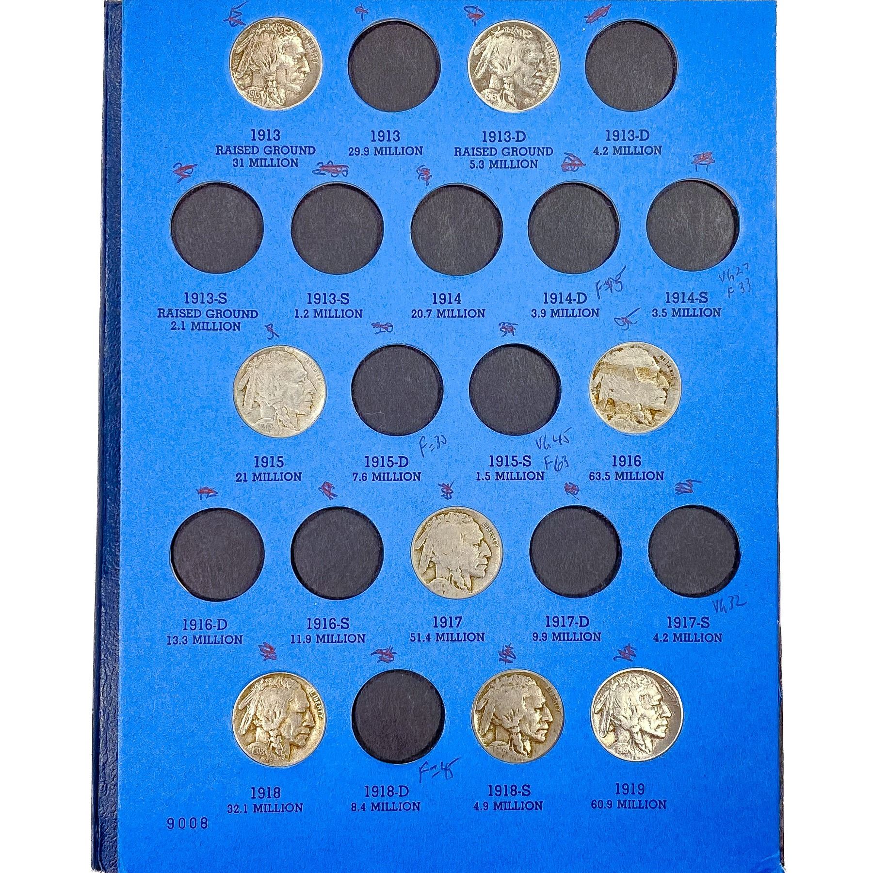 1913-1938 Buffalo Nickels Book (45 Coins)