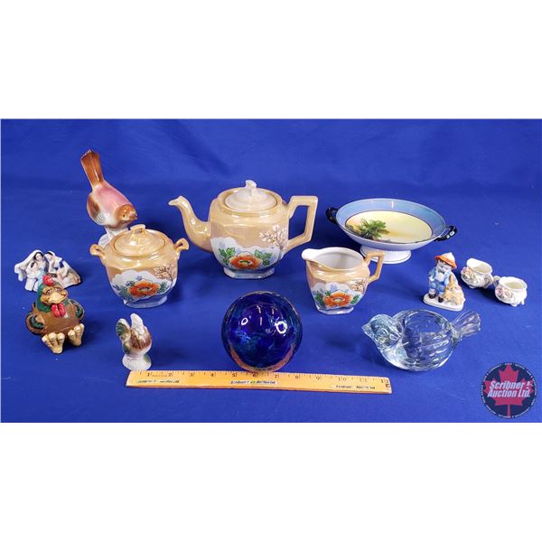 Collector Glassware Combo 13pcs Tea Pot Cream And Sugar Ornaments Etc See Pics