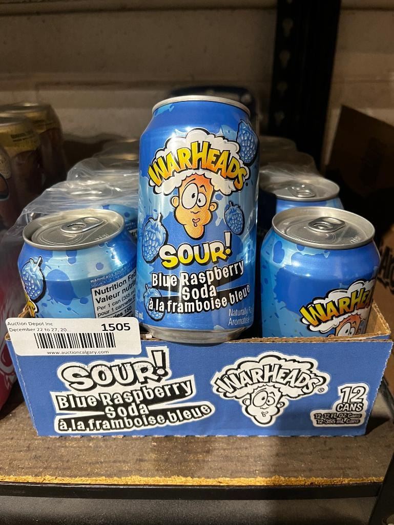 WarHeads Sour Blue Raspberry Soda 12 x 355ml
