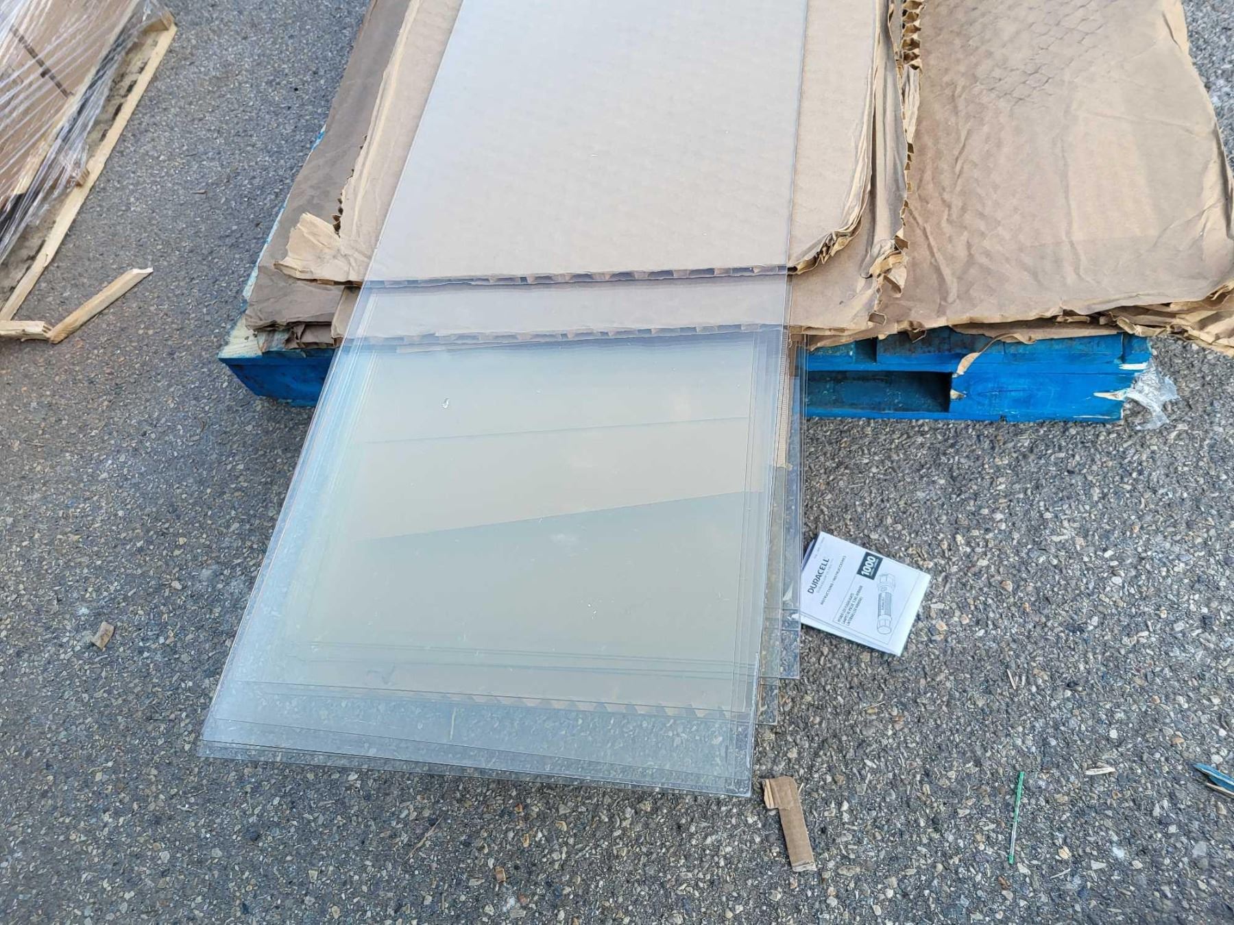 14 Glass panels - 6'x18" ( Note damage to corners of some panels as ...