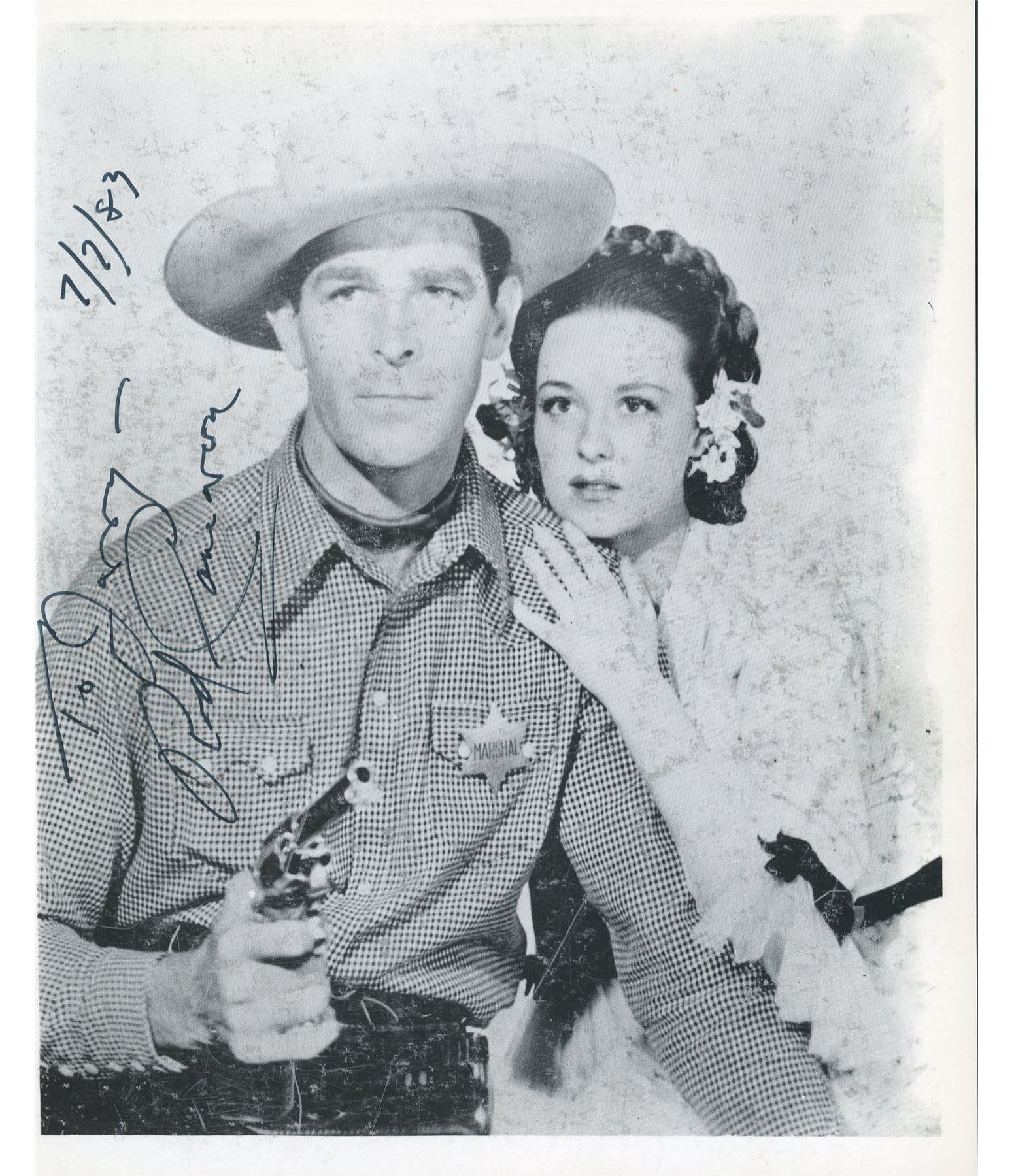 Rod Cameron signed photo dated 1983