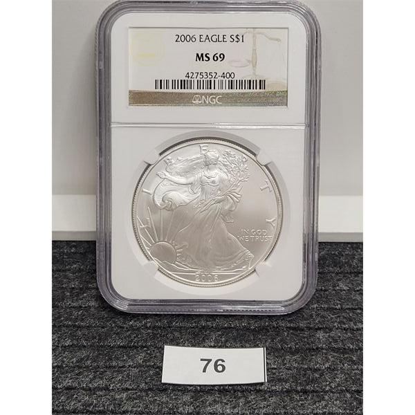 NGC MS69 2006 American Silver Eagles .999 Silver - Bosley Auctioneers