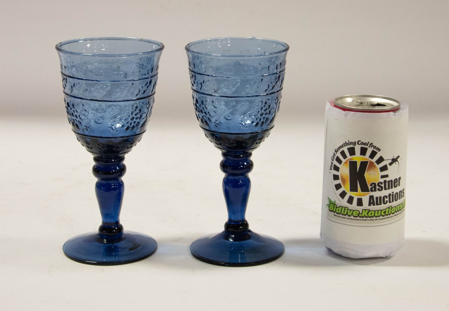 Vtg 2 Mikasa Colbalt Blue Water Goblets Glasses