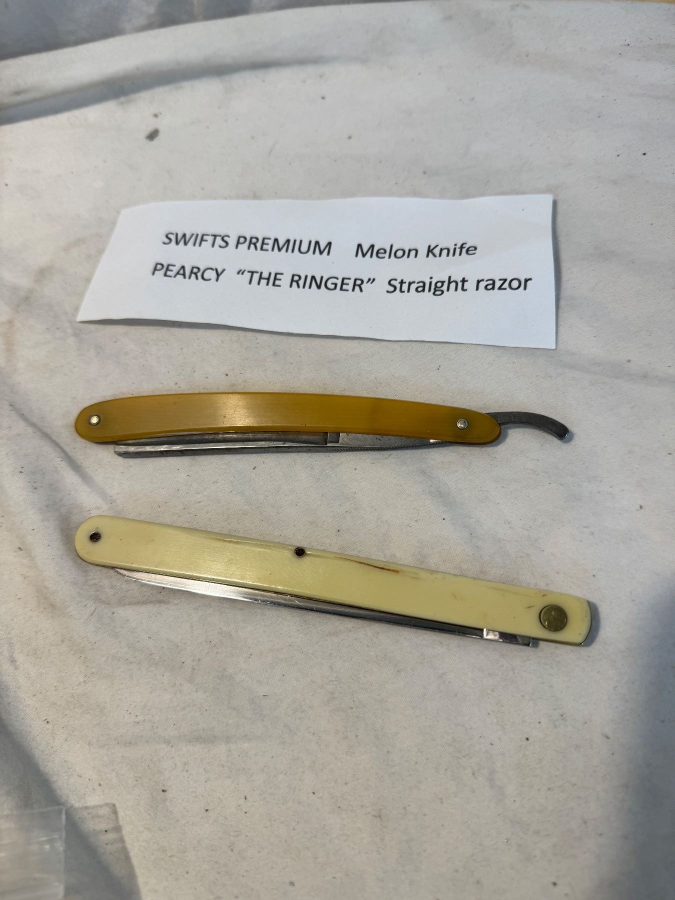Swifts premium melon knife, Pearcy "the ringer " straight razor