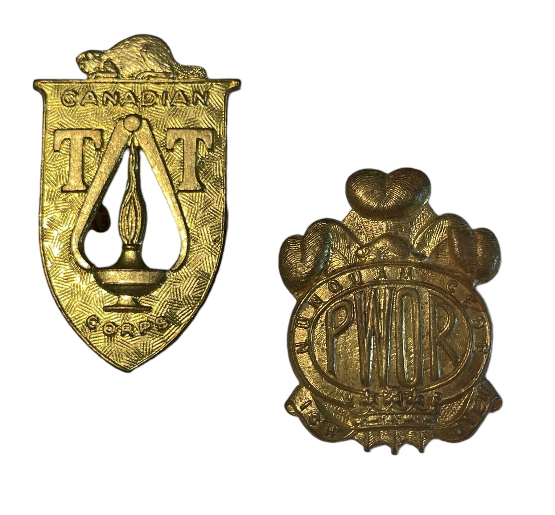 WW2 Canadian Technical Training Corps & PWOR Cap Badge Lot