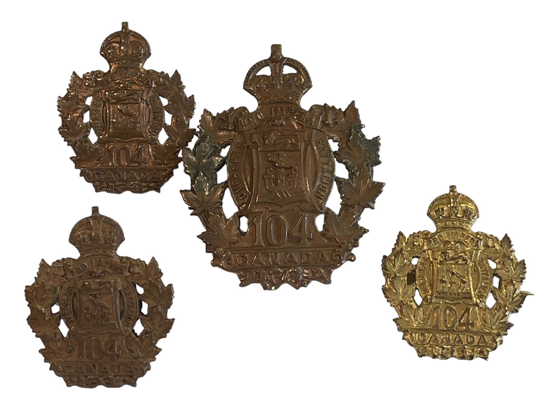 WW1 CEF 104th Battalion Badge Lot of 4