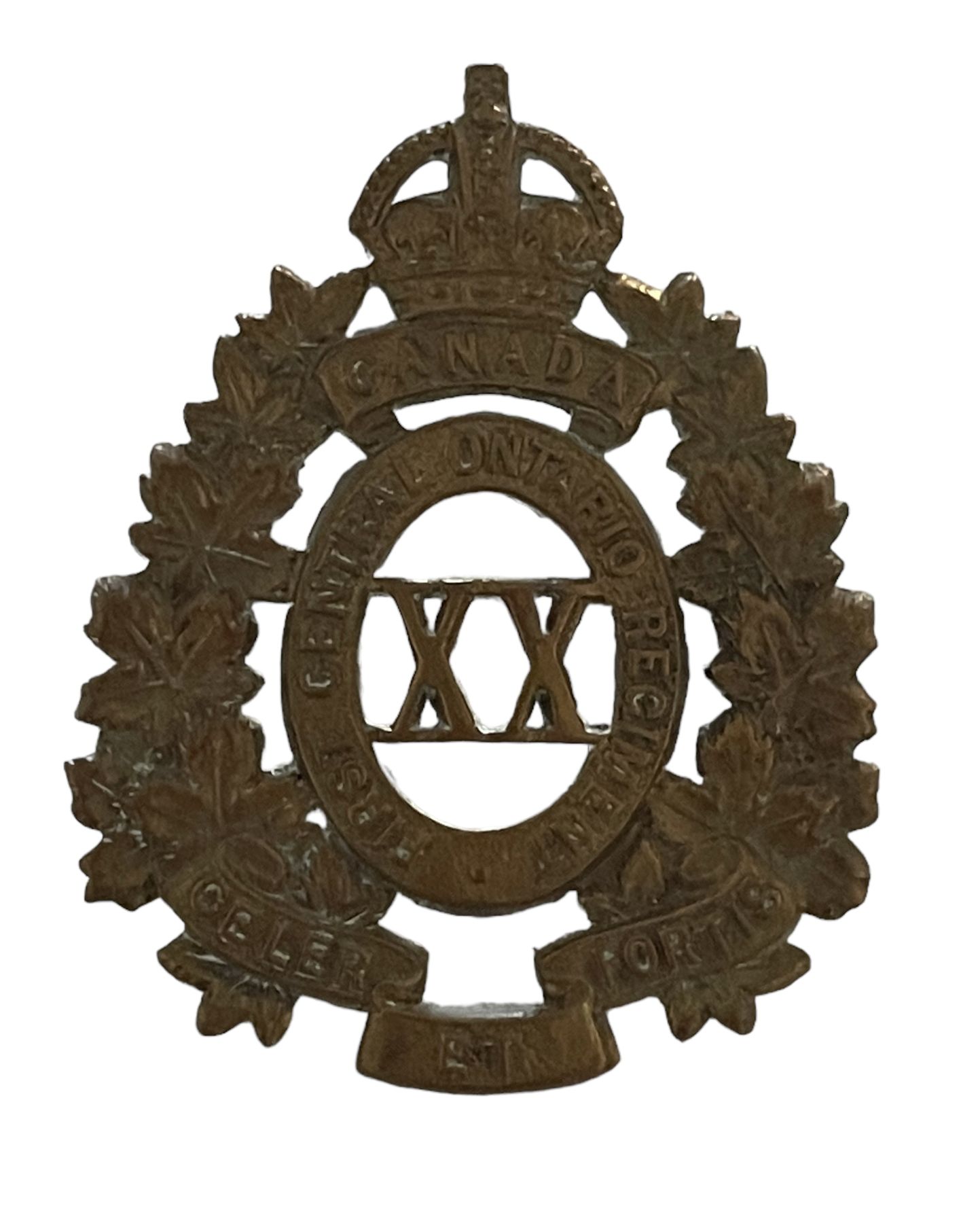 WW1 CEF 20th Battalion First Central Ontario Regiment Cap Badge