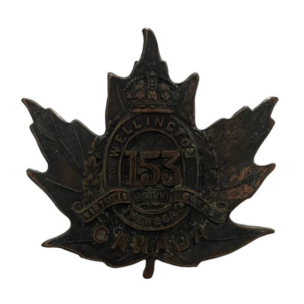 WW1 CEF 153rd Battalion, Wellington, Cap Badge