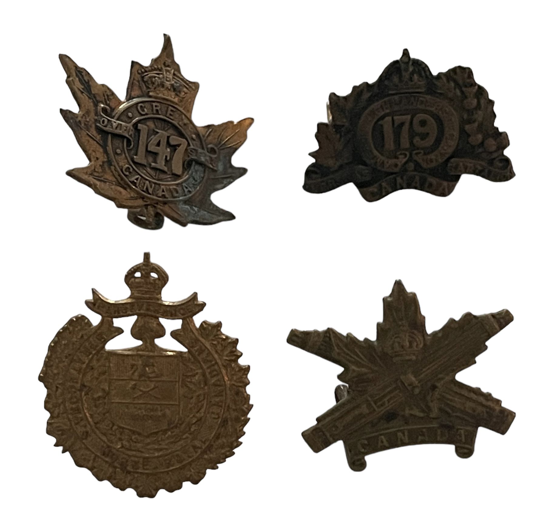 WW1 CEF Collar Badge Lot of 4