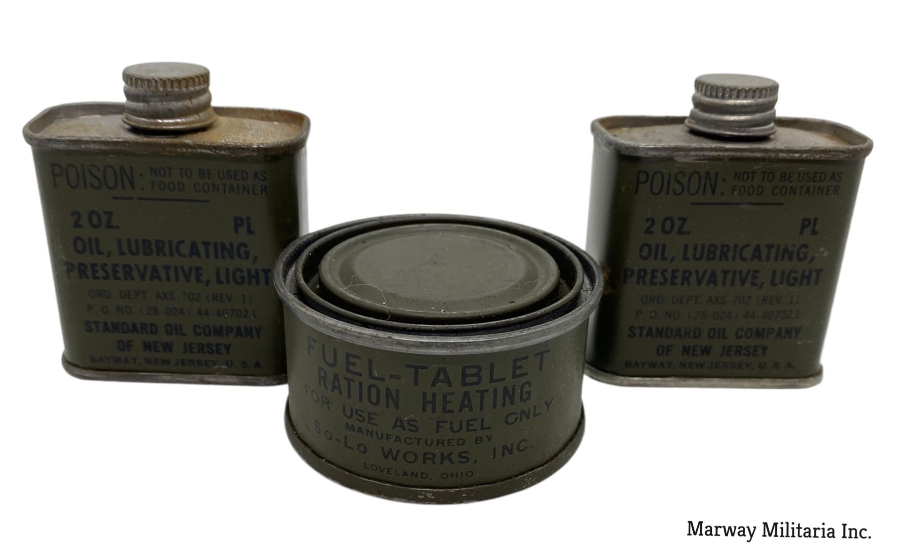 2 WW2-Era-Gun-Belt-Oil-Lubricating-Preservative-Light-2oz-Standard-Can ...