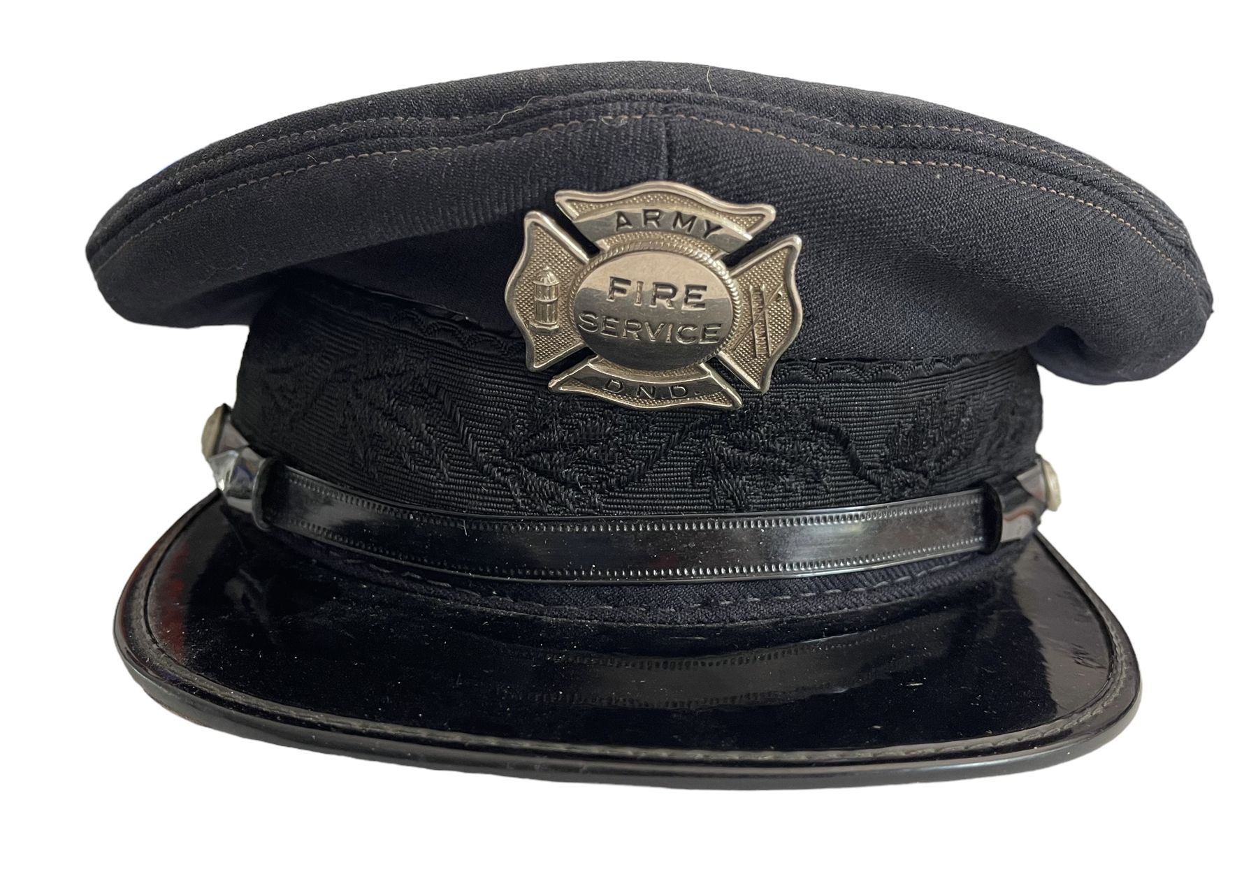 DND Army Fire Service Badge on Peaked Cap