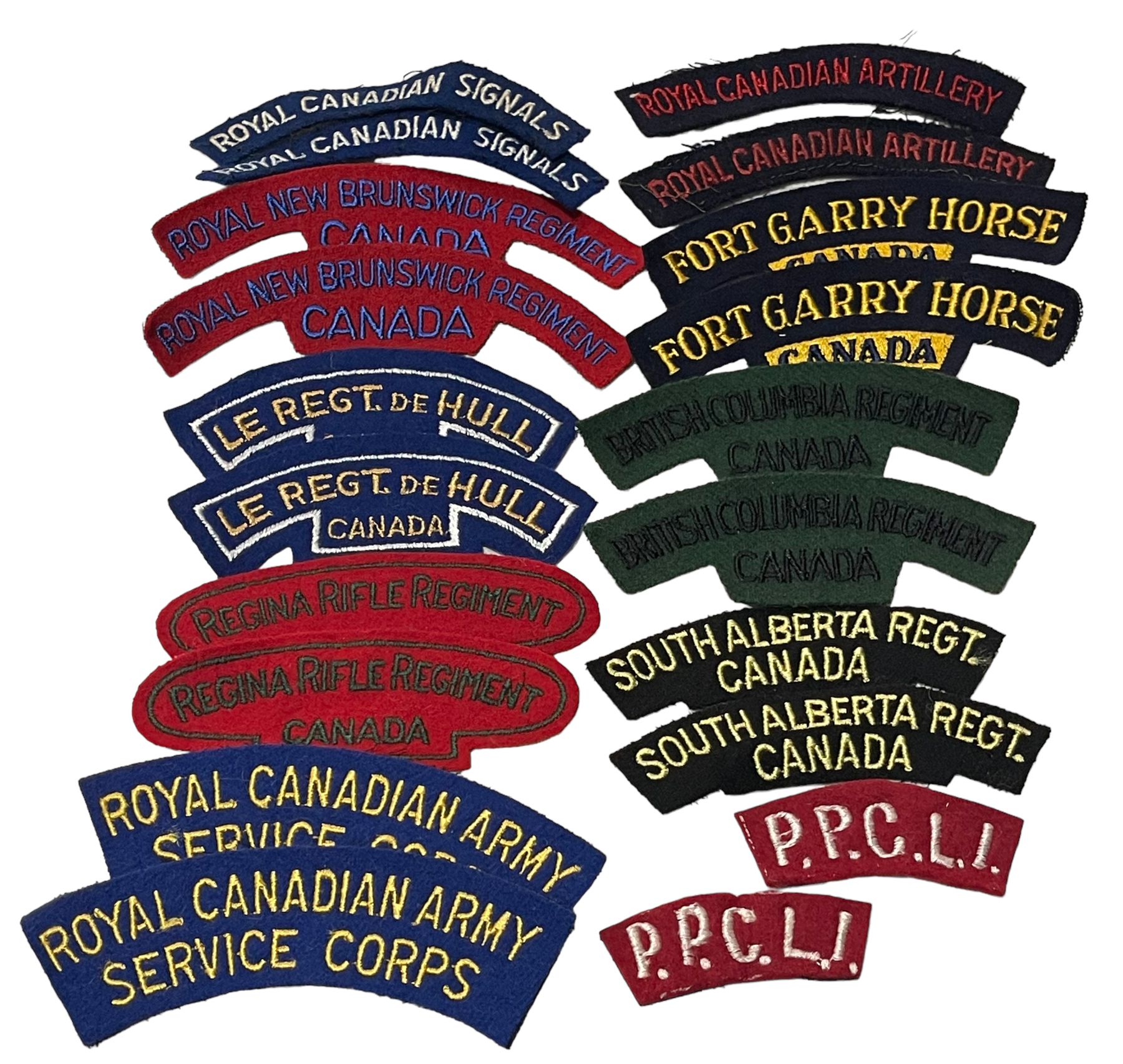 10 Pairs of Canadian Military Shoulder Flashes
