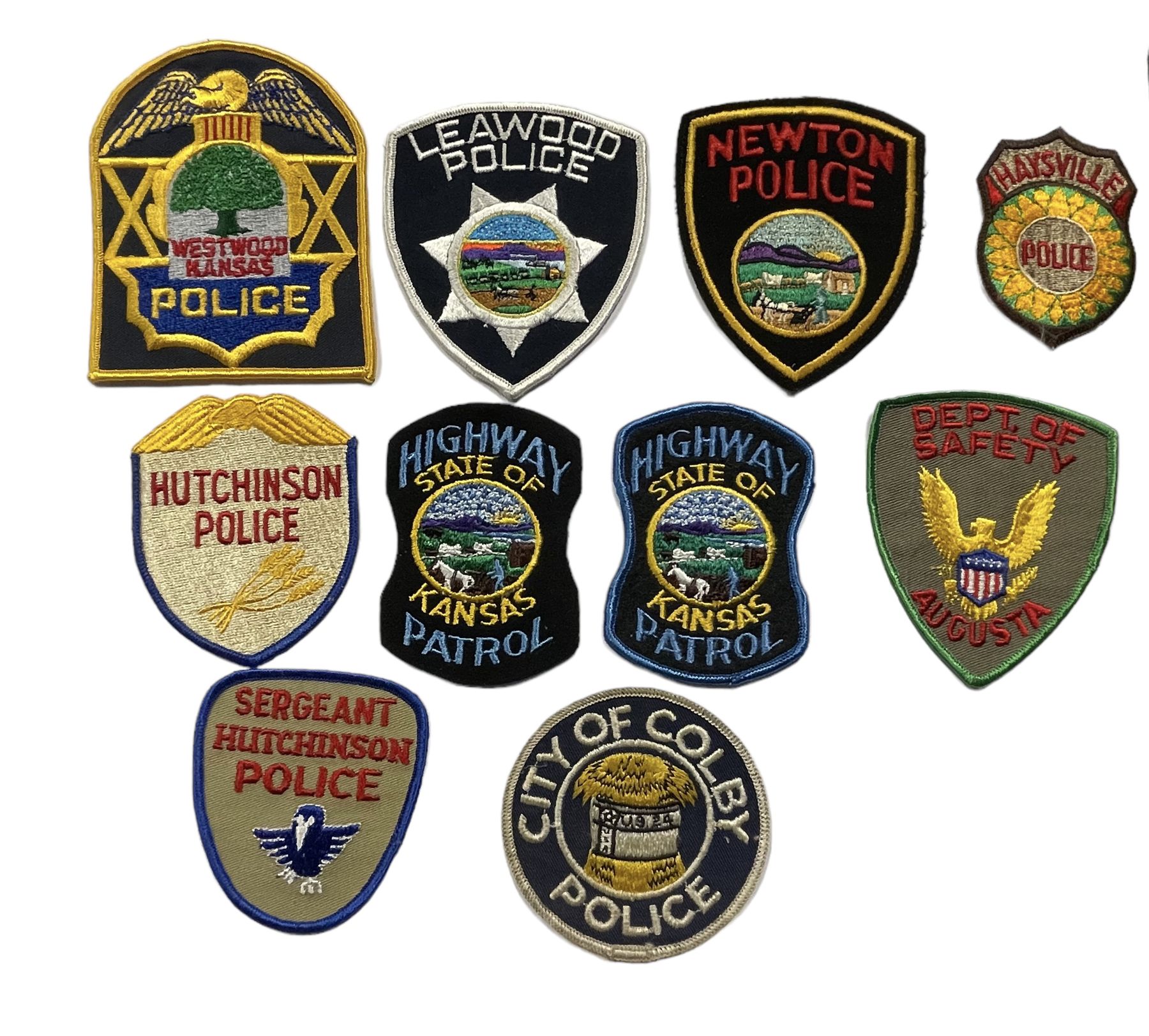 Lot of 10 Kansas State USA Police Patches