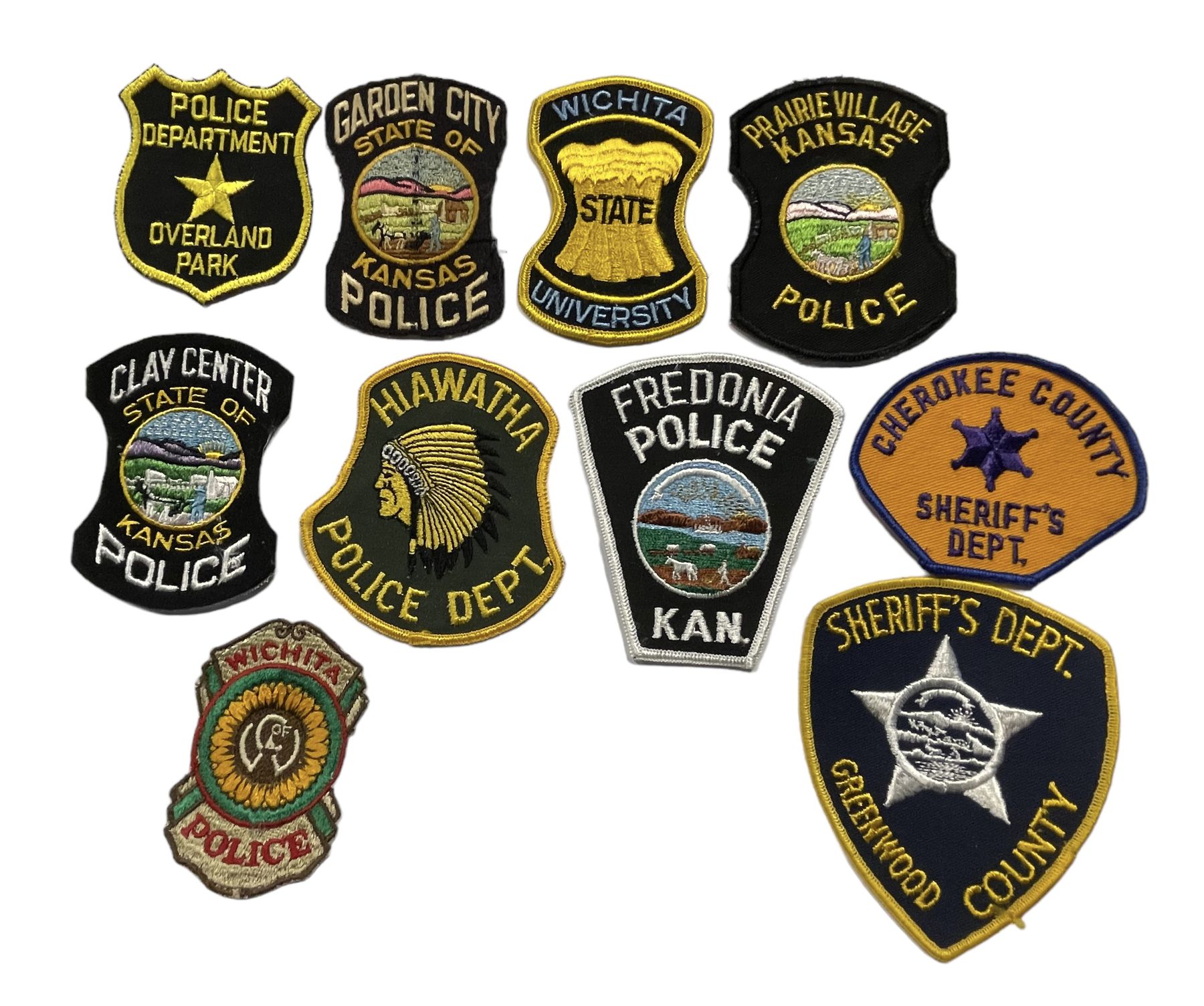 Lot of 10 Kansas State USA Police Patches